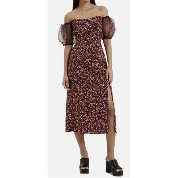 French Connection | Dresses | French Connection Floral Puff Shoulder ...